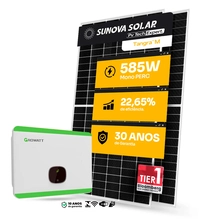 KIT ENERGIA SOLAR 2500KWH MÊS 18,72KWP 32 PAINEL SUNOVA 585W INVERSOR ...