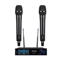 Microfone Sem Fio Dylan Qs-5 Duplo Mão 2 X 150 Canais Uhf